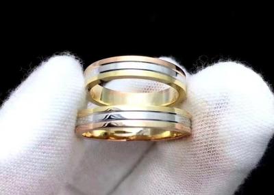 China Prong Setting 3 Colour Gold Ring , 18k Gold Wedding Band OEM ODM for sale