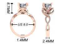 China ODM 18K Rose Gold Ring 9mm Brilliant Round Cut For Wedding Gift for sale