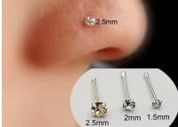 China Thickness 0.6mm 18K Gold Nose Piercing with 1.25-3.0mm Diamonds for sale