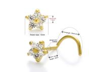 China Flower Shape 18k Gold Diamond Nose Stud With 1.5mm 0.07ct 4 Pieces Genuine Diamonds for sale