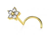 China Flower Shape 18k Gold Diamond Nose Stud With 1.5mm 0.07ct 4 Pieces Genuine Diamonds for sale