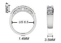 China Round Cut White Gold Engagement Rings , 6pcs 4.1mm VS1 Real Diamond Wedding Rings for sale
