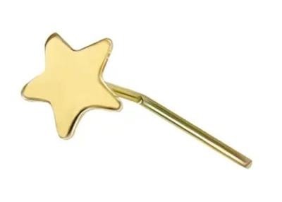 China 3mm Plain Star 18K Gold Nose Piercing L Shape 0.6mm Thickness for sale