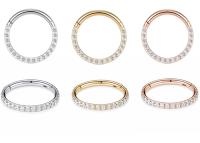 China Dia 9mm 11mm 18k Gold Nose Stud , Nose Ring Piercing With 0.14ct Natural Diamonds for sale