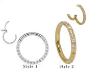 China Hinged Segment 14K Gold Clicker Hoop shape with 16G Pave Diamond for sale