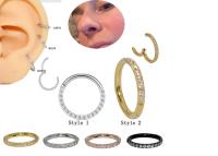 China Hinged Segment 14K Gold Clicker Hoop shape with 16G Pave Diamond for sale