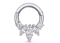 China Marquise Cut 14K Gold Clicker Piercing Four Claw Setting Type For Septum Daith Nose for sale