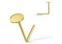 China L Shape 18K Gold Nose Piercing Button Style For Women 6mm + 5mm Length for sale