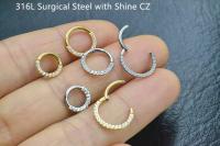 China 14G 16G 14k Gold Clicker Piercing For Nose Septum 6mm 10mm Size for sale