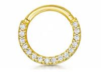 China 14G 16G 14k Gold Clicker Piercing For Nose Septum 6mm 10mm Size for sale