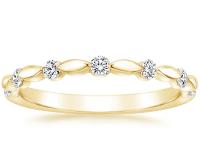 China Tiniest Diamond 14K Yellow Gold Ring 2mm 7pcs Stone Size 0.18ct for sale