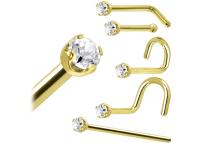China ODM 18k Rose Gold Nose Ring , Nose Piercing Pin With 1.5-2.5mm Natural Diamond for sale