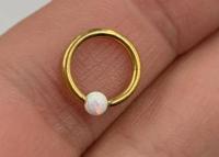 China Hoop 18K Gold Nose Piercing With Natural Opal Inner Diameter 8-12mm for sale