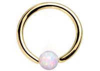 China Hoop 18K Gold Nose Piercing With Natural Opal Inner Diameter 8-12mm for sale