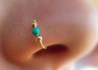 China Hoop 18K Gold Nose Piercing With Natural Opal Inner Diameter 8-12mm for sale