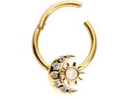 China Solid 18K Gold Nose Piercing Moon Sun Shape With 0.06ct SI2 Natural Diamonds ODM for sale