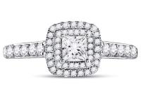 China 3.65g 14K Solid Gold Jewellery , 0.8ct Square Women'S White Gold Diamond Rings for sale