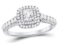 China 3.65g 14K Solid Gold Jewellery , 0.8ct Square Women'S White Gold Diamond Rings for sale