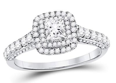 China 3.65g 14K Solid Gold Jewellery , 0.8ct Square Women'S White Gold Diamond Rings for sale