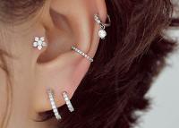 China 0.1ct Diamonds Tragus Piercing Ring , White Gold Nose Ring Inner Dia 8-15mm for sale
