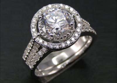 China 1.25 Ct Round Halo Wedding Ring Sets OEM for Engagement Prong Setting Type for sale