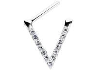 China OEM Triangle White Gold Septum Ring with 0.1ct 1.3mm Diamonds for sale