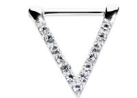 China OEM Triangle White Gold Septum Ring with 0.1ct 1.3mm Diamonds for sale