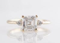 China 14K Rose Gold Asscher Cut Diamond Engagement Ring 1.29ct Classic Style for sale