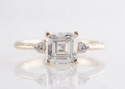 China 14K Rose Gold Asscher Cut Diamond Engagement Ring 1.29ct Classic Style for sale