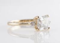 China 14K Rose Gold Asscher Cut Diamond Engagement Ring 1.29ct Classic Style for sale