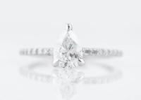 China White Gold Real Diamond Jewellery Ring 1.33ct Pear Cut PS 6×8mm For Engagement for sale