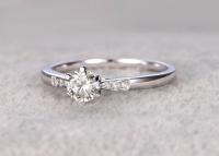 China 5mm Moissanite Real Diamond Jewellery ring White Gold Material ODM for Daily Wear for sale