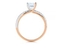 China Round Criss Cross Diamond Ring Gold , 4 Prong Engagement Ring 6mm Size for sale