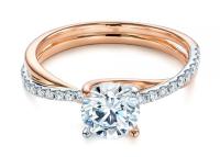 China Round Criss Cross Diamond Ring Gold , 4 Prong Engagement Ring 6mm Size for sale