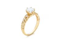 China 14K Yellow Gold Real Diamond Jewellery Ring Vintage Style 6.5mm Size OEM for sale