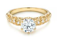 China 14K Yellow Gold Real Diamond Jewellery Ring Vintage Style 6.5mm Size OEM for sale