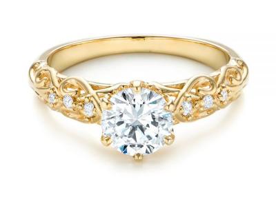 China 14K Yellow Gold Real Diamond Jewellery Ring Vintage Style 6.5mm Size OEM for sale