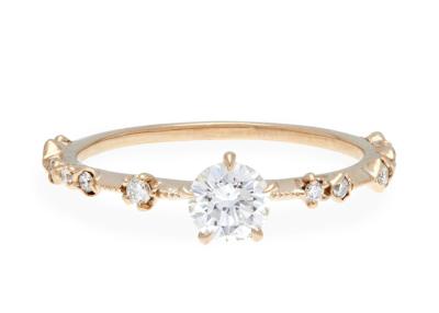 China 4mm Size Real Diamond Jewellery Ring 14K 18K Rose Gold Material ODM for sale