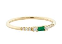 China 4×6mm Baguette Cut Emerald Ring , 14k Yellow Gold Emerald Ring Fashion Style for sale