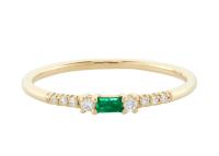 China 4×6mm Baguette Cut Emerald Ring , 14k Yellow Gold Emerald Ring Fashion Style for sale