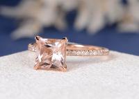 China Morganite Real Diamond Jewellery Ring Princess Cut 6×6mm Size for sale