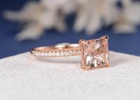 China Morganite Real Diamond Jewellery Ring Princess Cut 6×6mm Size for sale