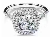 China OEM Cushion Cut Halo Wedding Ring Set with 66pcs 1.2ct Diamond for sale