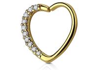 China Classic 14k Gold Cartilage Hoop Earring , Heart Shape 16G Diamond Cartilage Earring for sale