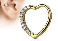 China Classic 14k Gold Cartilage Hoop Earring , Heart Shape 16G Diamond Cartilage Earring for sale
