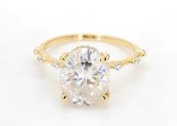 China 3ct Moissanite 14k Yellow Gold Diamond Ring Oval Cut for Engagement for sale