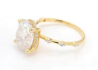 China 3ct Moissanite 14k Yellow Gold Diamond Ring Oval Cut for Engagement for sale