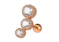 China Sterile Gold Body Piercing Jewelry Earrings For Cartilage Tragus Dia 3×3mm ODM for sale