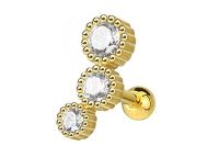 China Sterile Gold Body Piercing Jewelry Earrings For Cartilage Tragus Dia 3×3mm ODM for sale