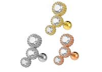 China Sterile Gold Body Piercing Jewelry Earrings For Cartilage Tragus Dia 3×3mm ODM for sale